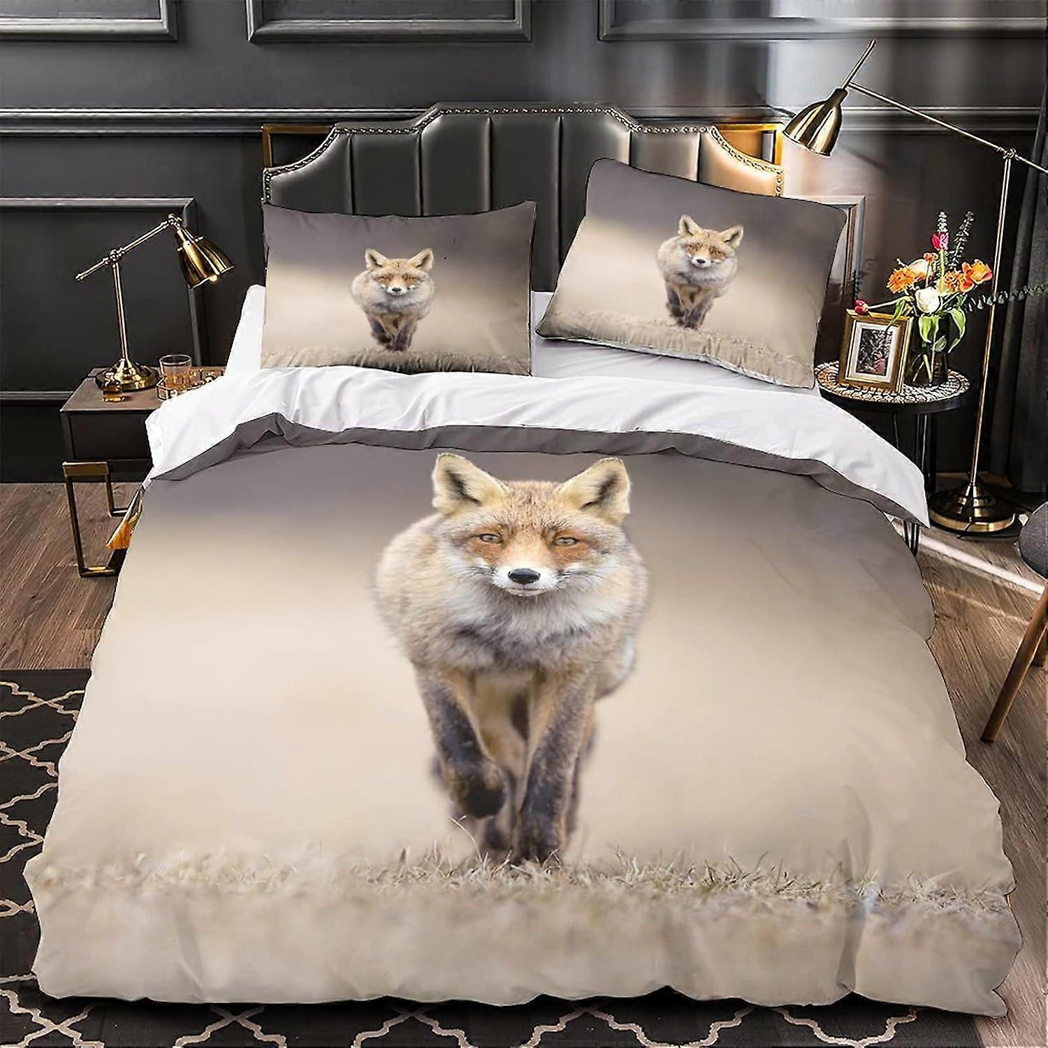 Art Fox Duvet Cover in Soft Microfiber, Bedding Set with Zipper Closure ...