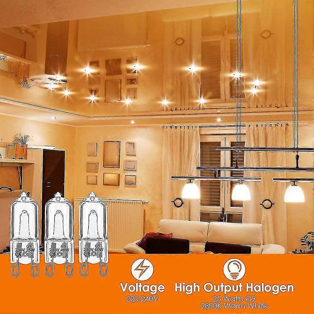 20pcs G9 Halogen Light Bulbs,60w Clear Halogen Lamps Dimmable,warm ...