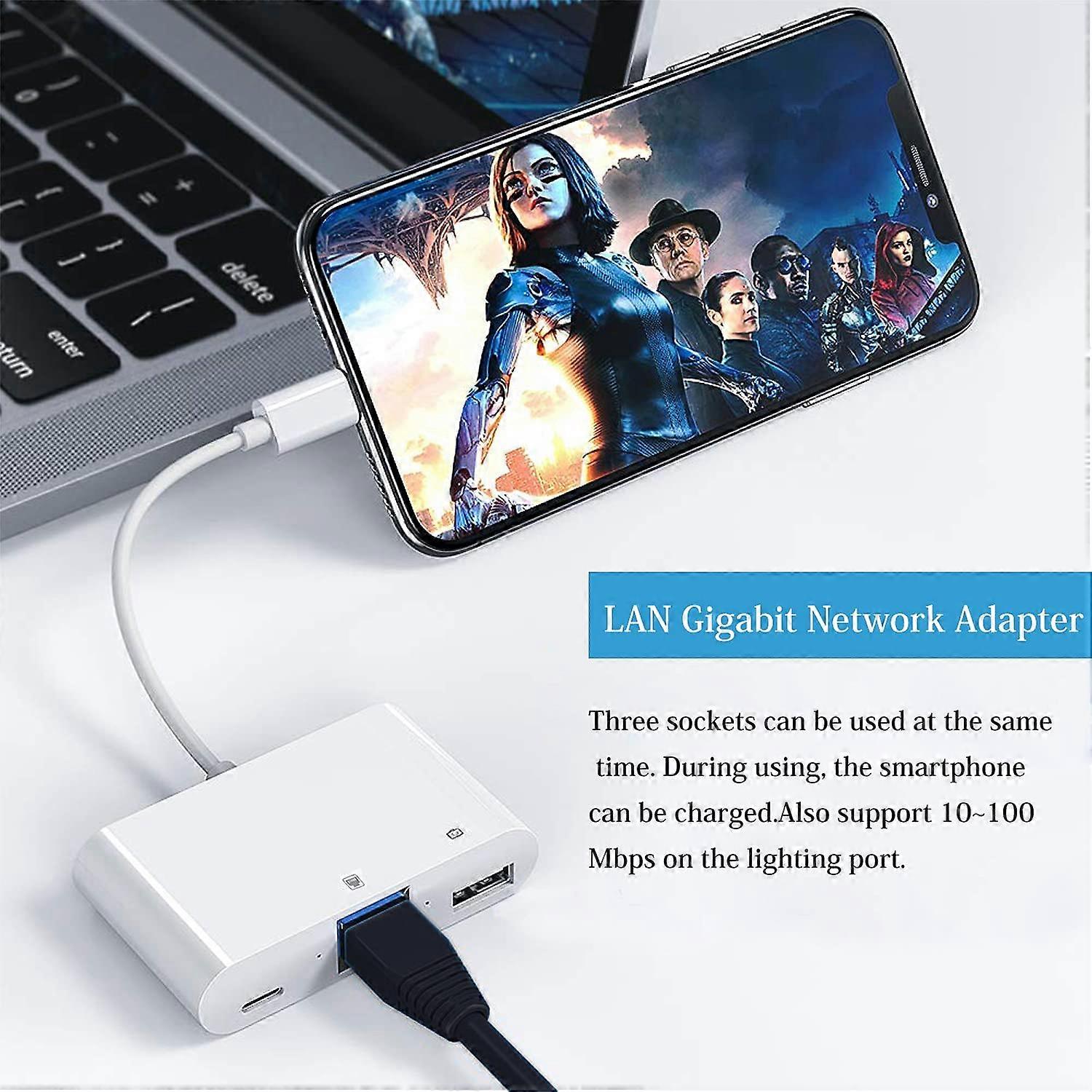 Lightning to Ethernet Adapter, [Apple MFi Certified] 3 in 1 Network ...