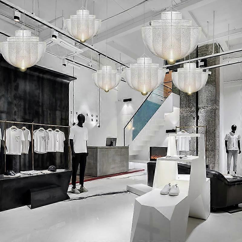 Nordic Dimmable Metal Grid LED Chandelier Lighting lustre Designer Iron ...