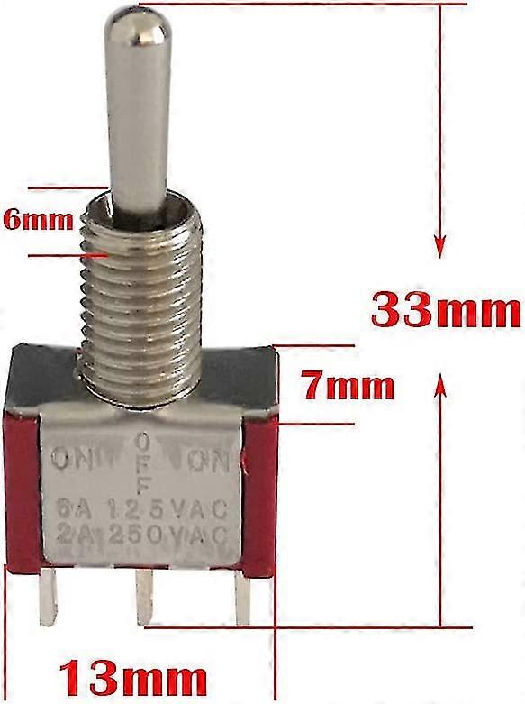 10 Piece Mini Toggle Switch, Ac 125v 6a / 250v 2a 3 Pin Spdt On-off-on 3 Pin 3 Position Spdt ...