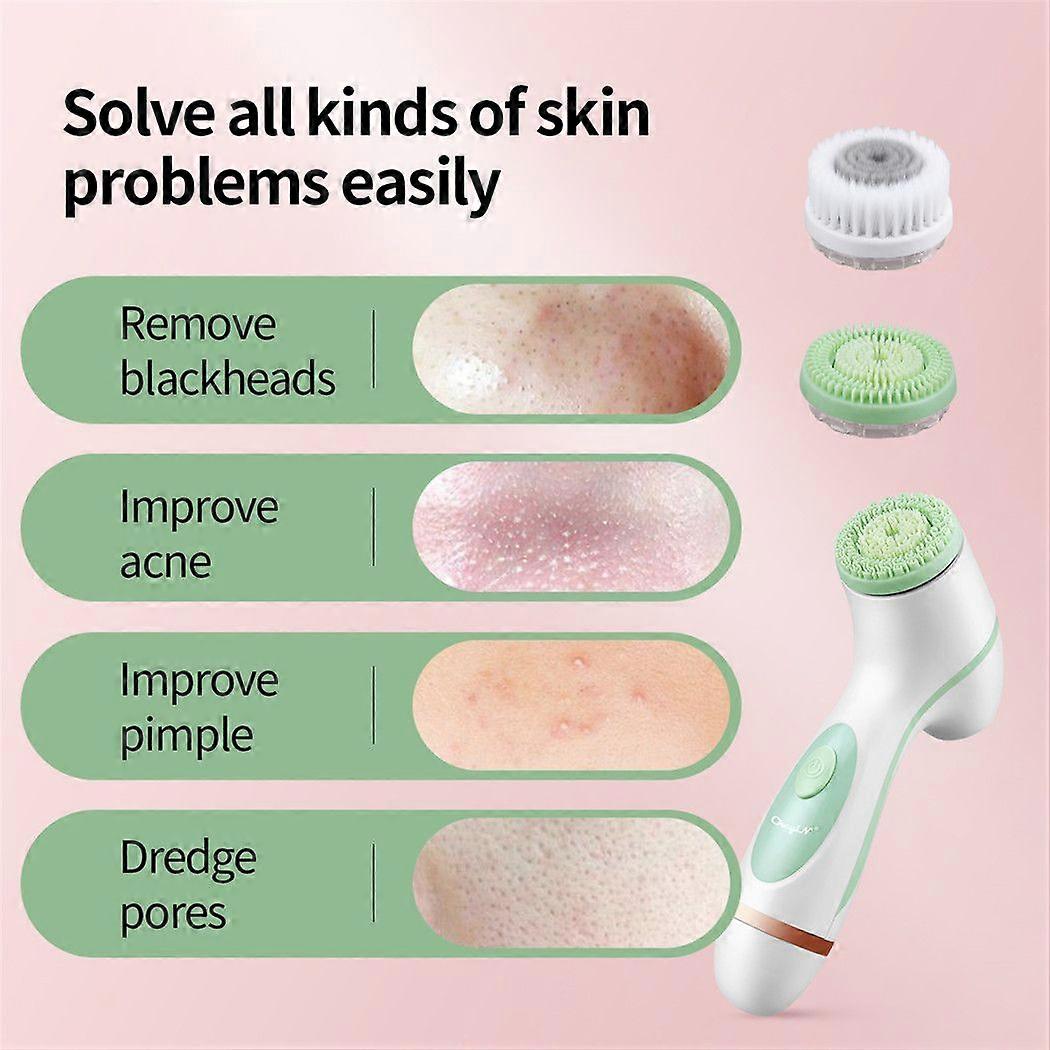3 In 1 Electric Facial Cleansing Brush Silicone Rotating Face Brush ...