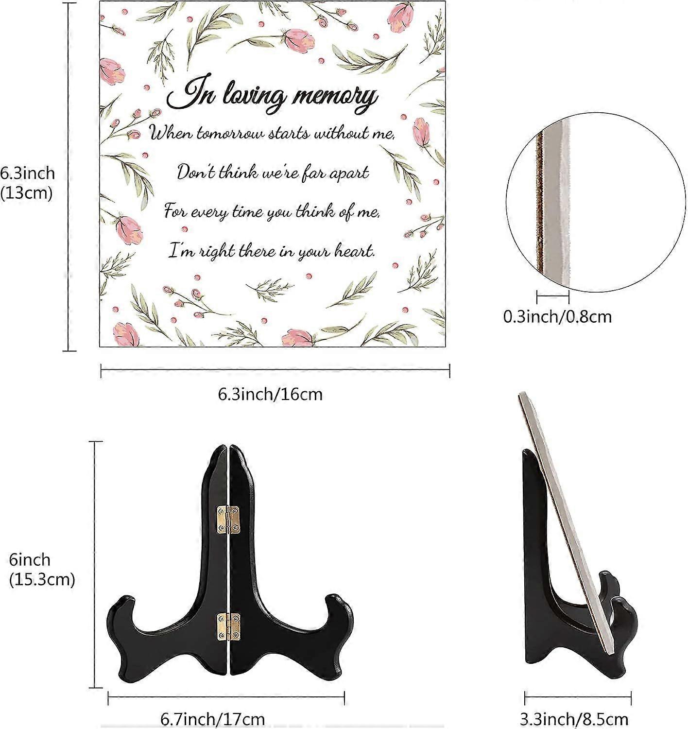 in Loving Memory Memorial Gifts Flower Ceramic Tile Wooden Stand Memory Plaque Decor Sign for ...