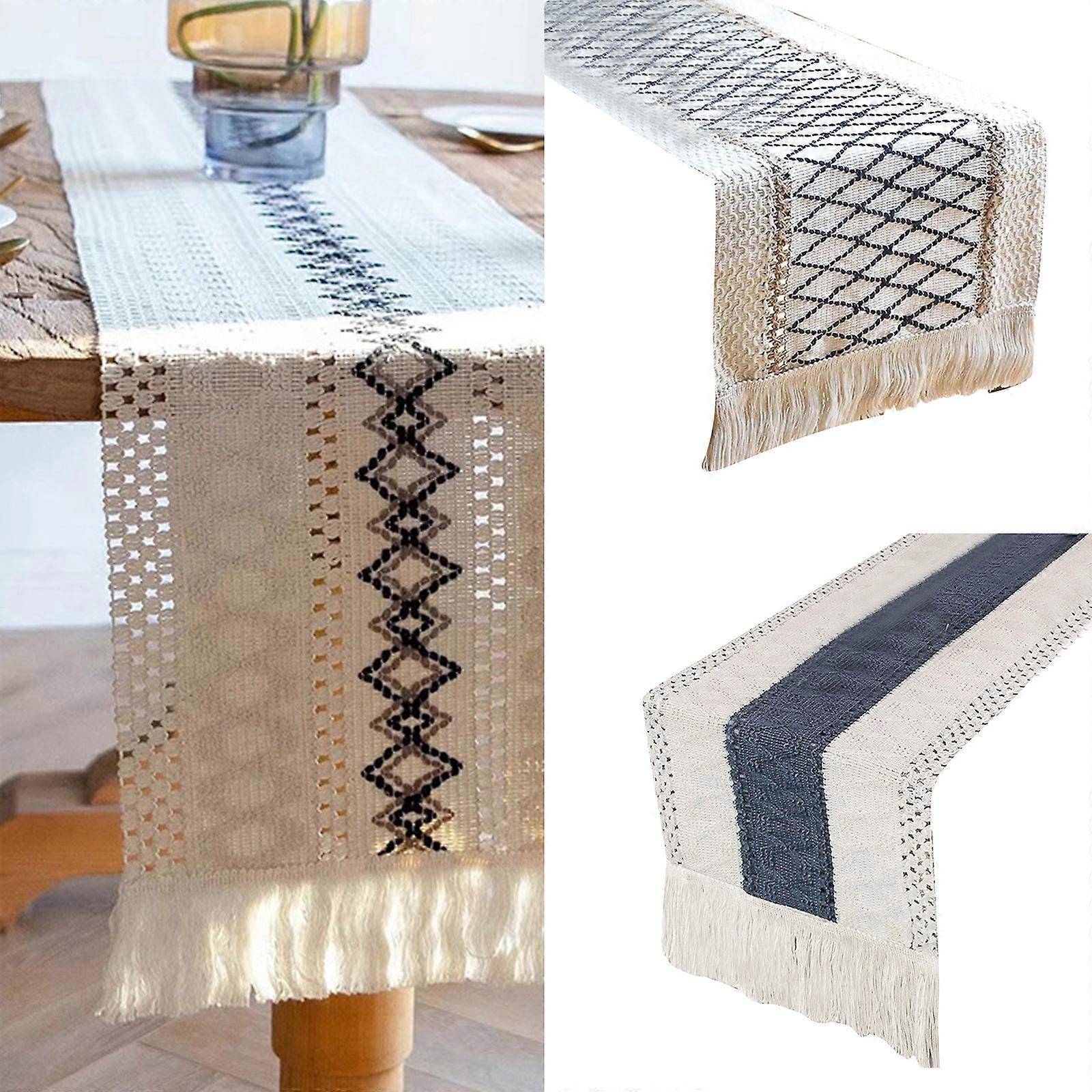 Table Runner Cotton Linen Splicing Table Banner Delicate Texture ...