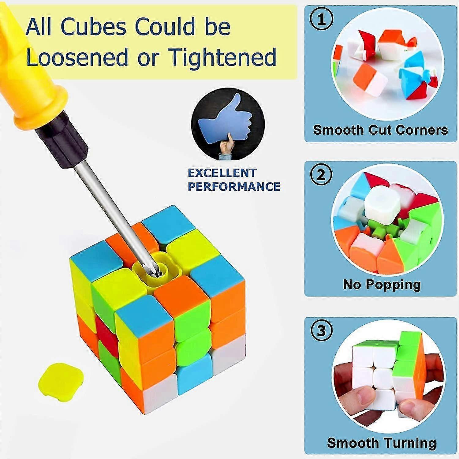 3x3x3 Speed Cubes Set, 6-Pack Speed Cubes Bulk Professional Stickers ...