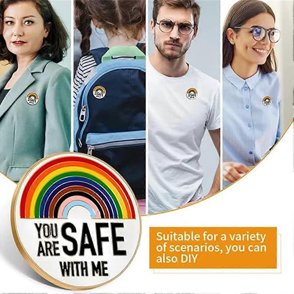 You Are Safe With Me Enamel Pin Modern Rainbow Pride Flag Enamel Badge