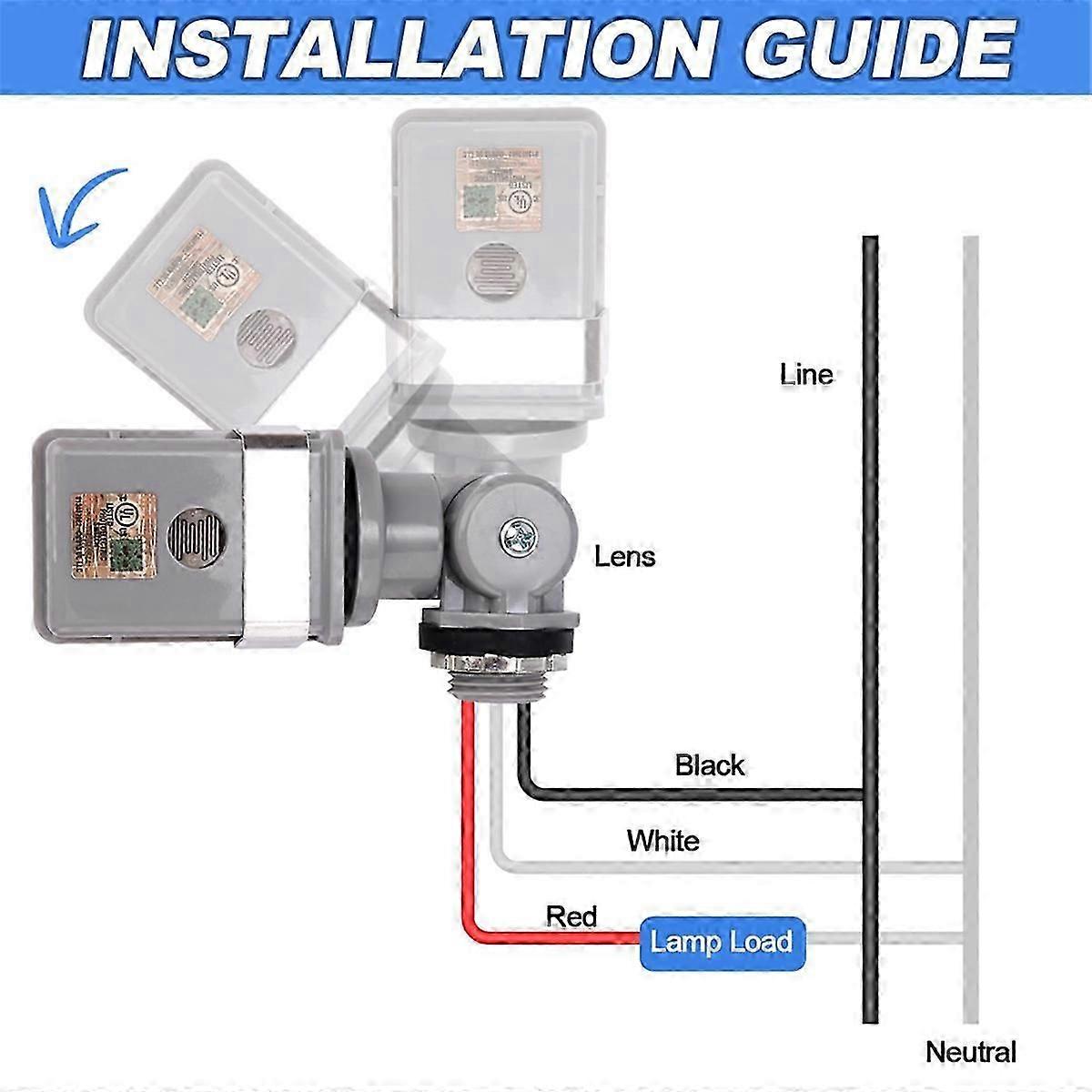 2 Packs Swivel Mount Photocontrol Outdoor Photocell Sensor with Stem ...