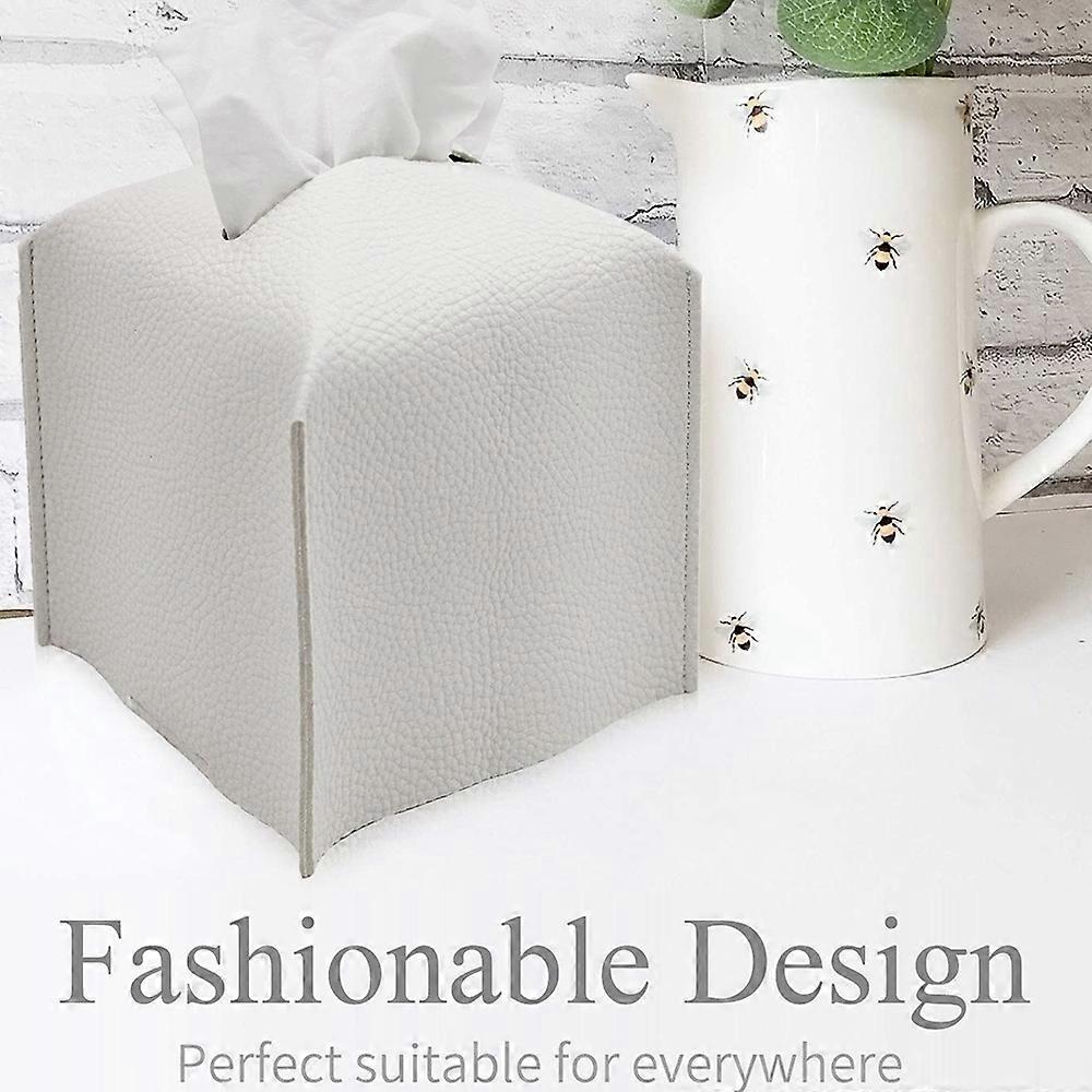 Tissue Box Cover Holder Square PU Leather Facial Tissue Box Roll Paper ...