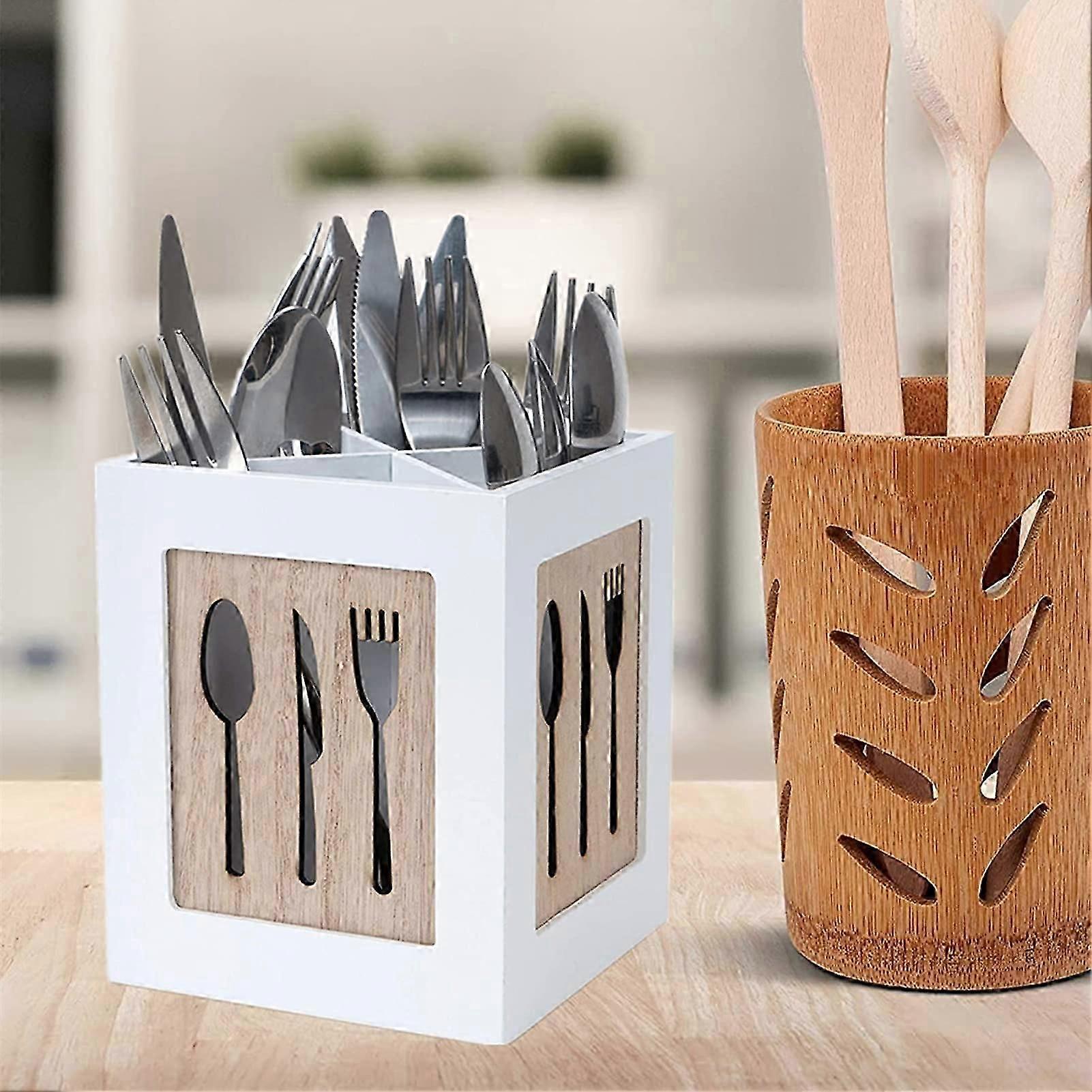 Wooden cutlery box, cutlery basket table for spoon, fork, knife ...