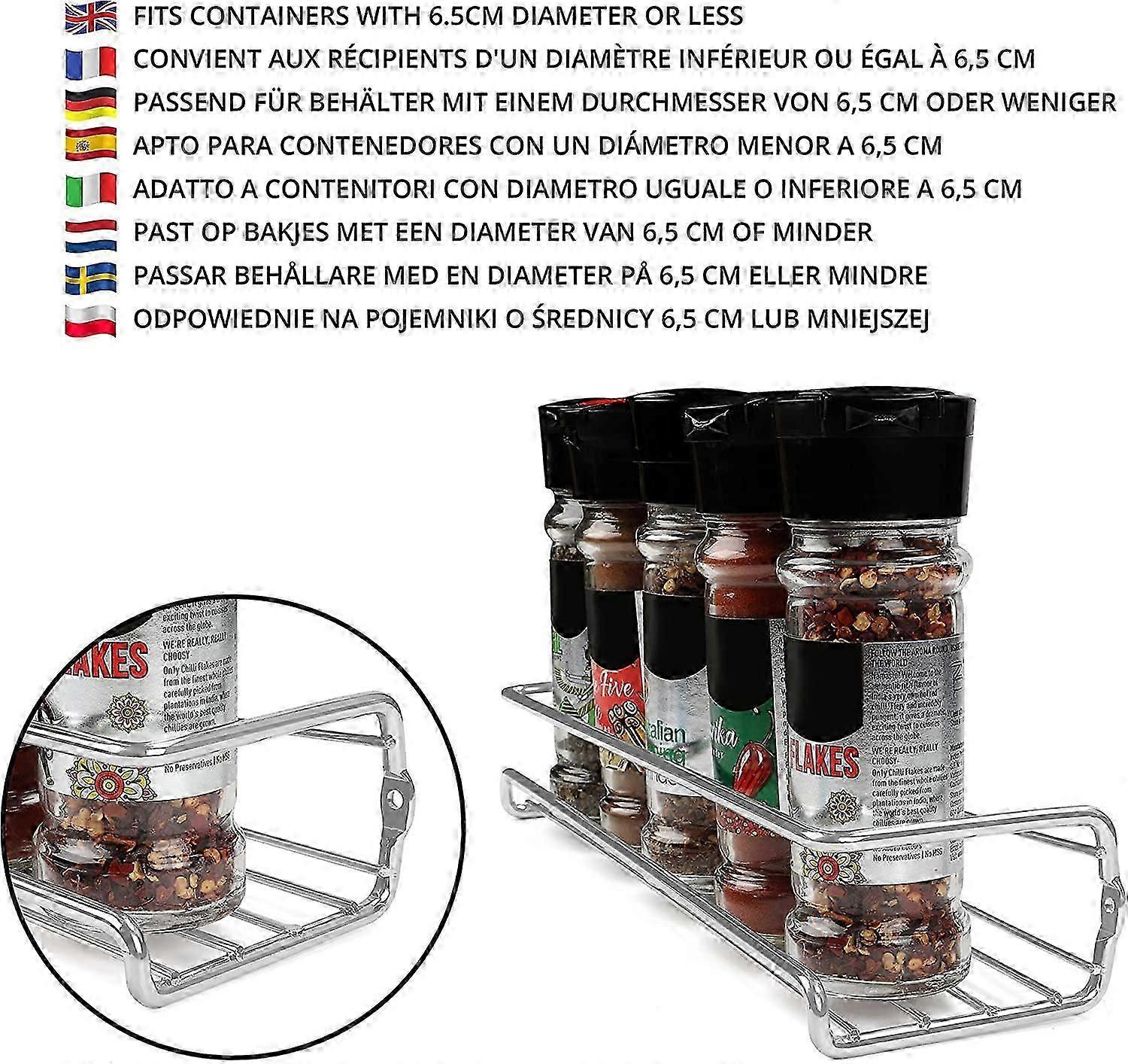 Set of 4 Wall Mounted Spice Racks Chrome Finish - Spice and Herb ...