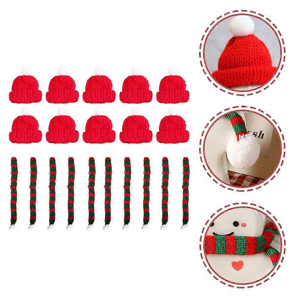 20pcs Mini Hat Mini Scarves Christmas Crafts Knit Hat And Scarf ...