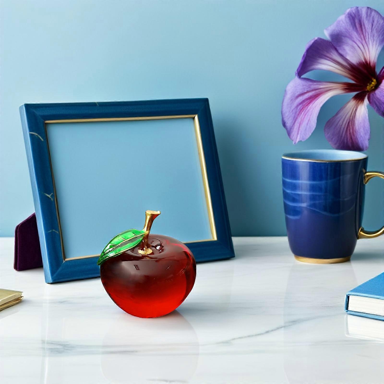 Cleaning Crystal Apple Sculpture for Decor 2Pcs Elegant Glass Fruit ...