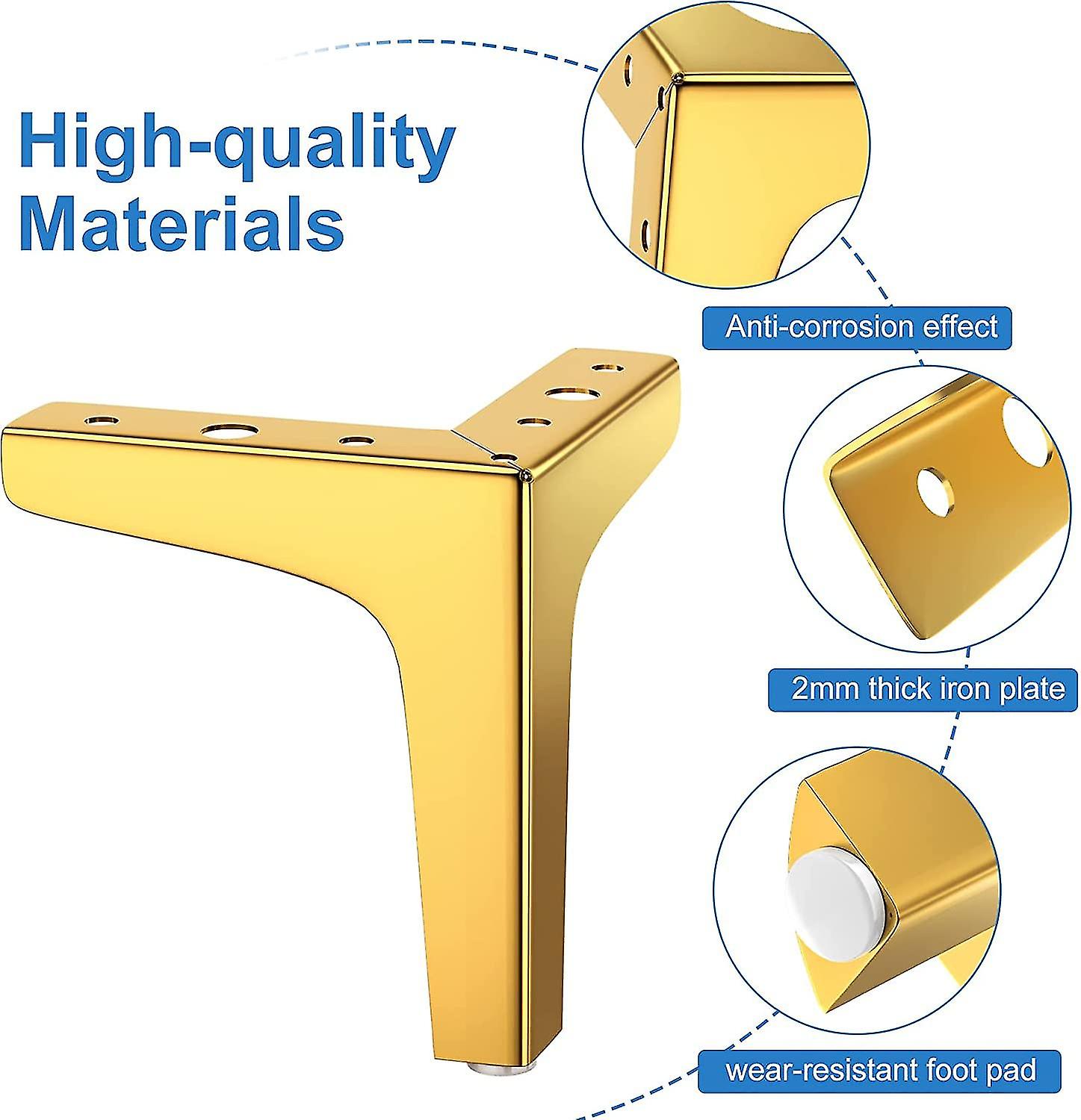 Set Of 4 Furniture Legs, Up To 800kg, 10cm Modern Metal Triangular ...