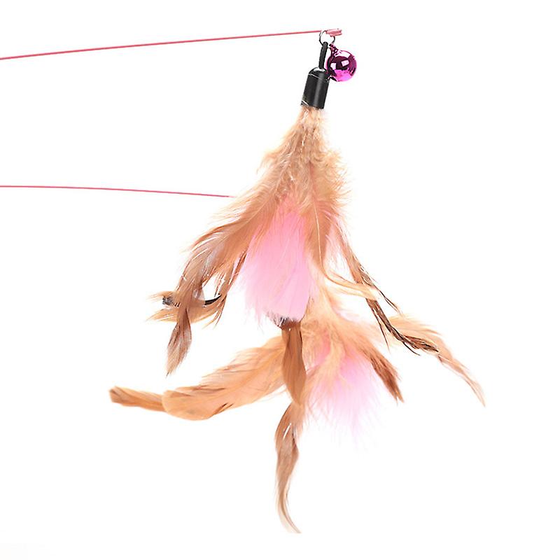 Cat Feather Toy 90cm Long Elastic Cat Teaser Wand with Bell Natural ...