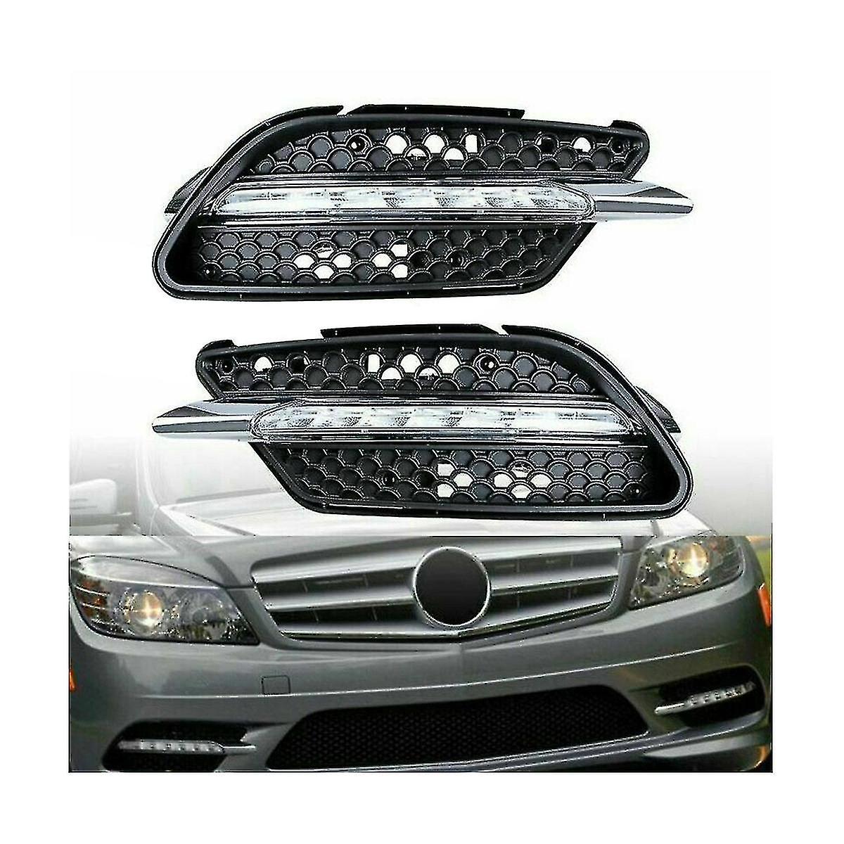 1pair Led Fog Lamp Drl Daytime Running Light For W204 C Class C300 2008 ...