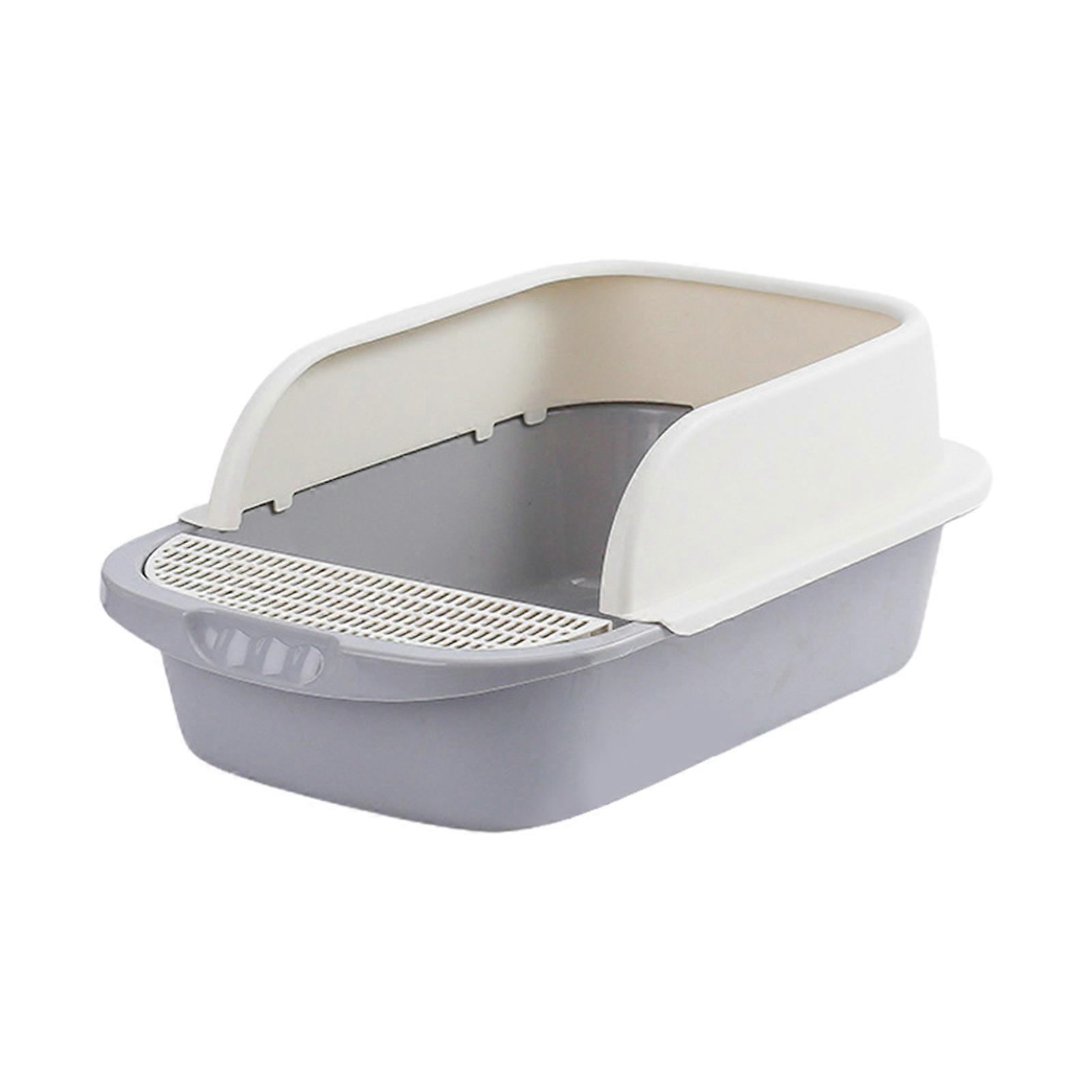Cat Litter Box Semi-Closed Anti-Splashing Large Space Contrast Color ...