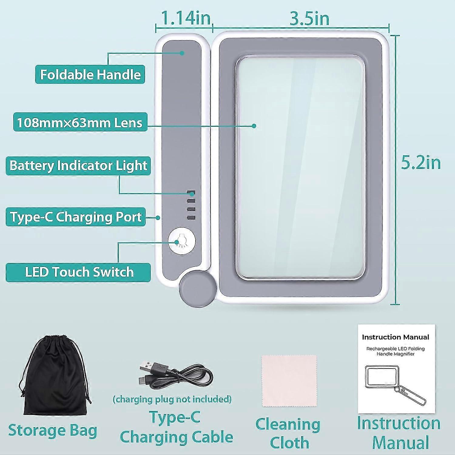 Magnifying Glass With Light Reading Gifts, Rechargeable Handheld Led ...