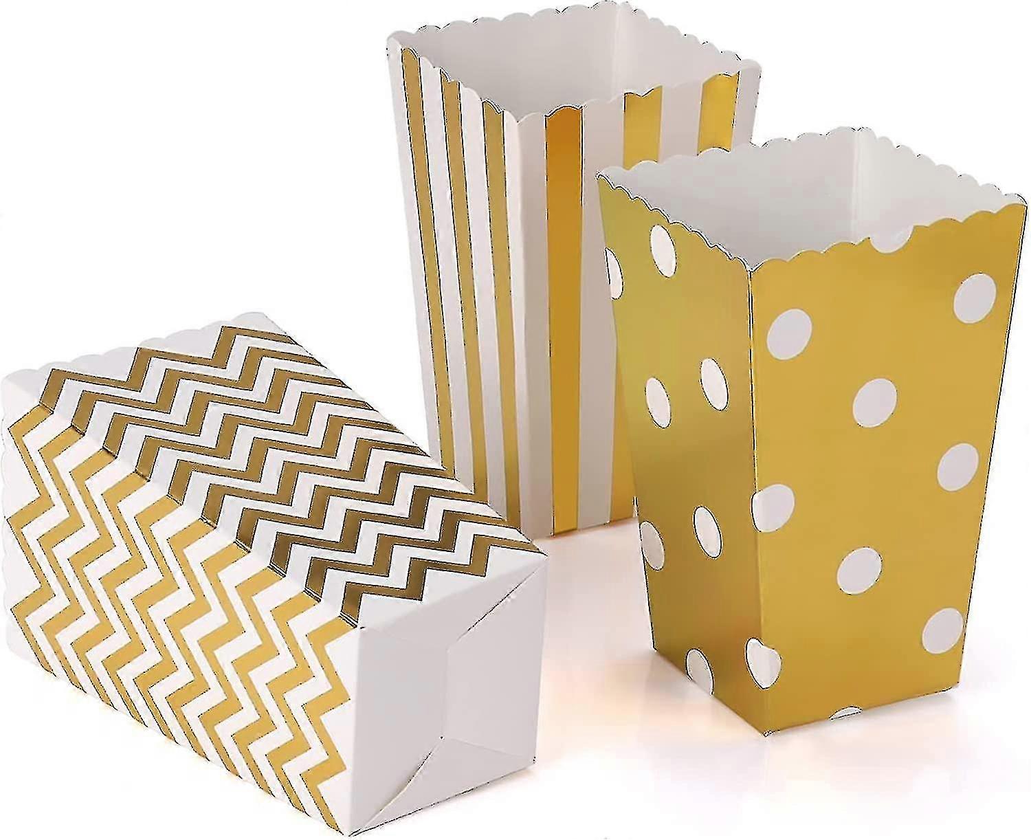 Gold - Popcorn Box 120 Popcorn Boxes Paper Bag Birthday Party (stripes ...