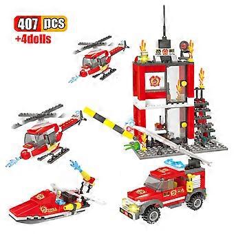 City Coastal Fire Brigade Model Building Blocks Fire Rescue Motorboat ...