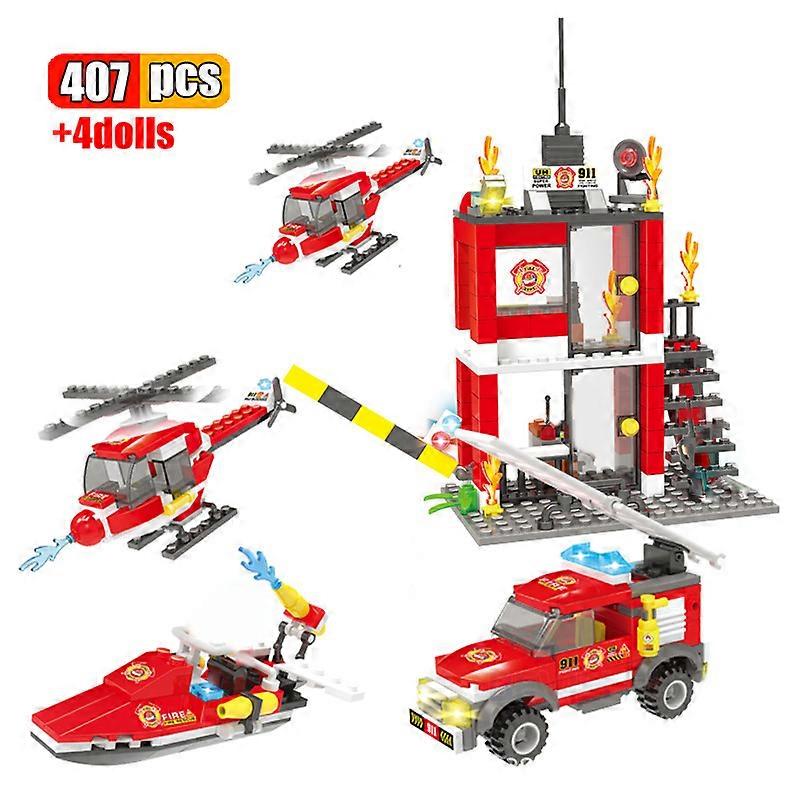 City Coastal Fire Brigade Model Building Blocks Fire Rescue Motorboat ...