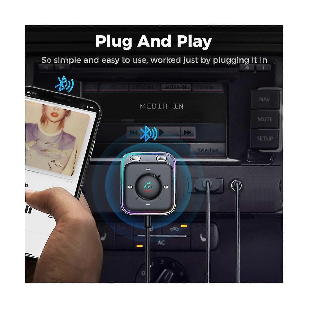 Bluetooth 5.3 Car Adapter Enhanced Dual Mics Enc Noise Cancellation 3 ...