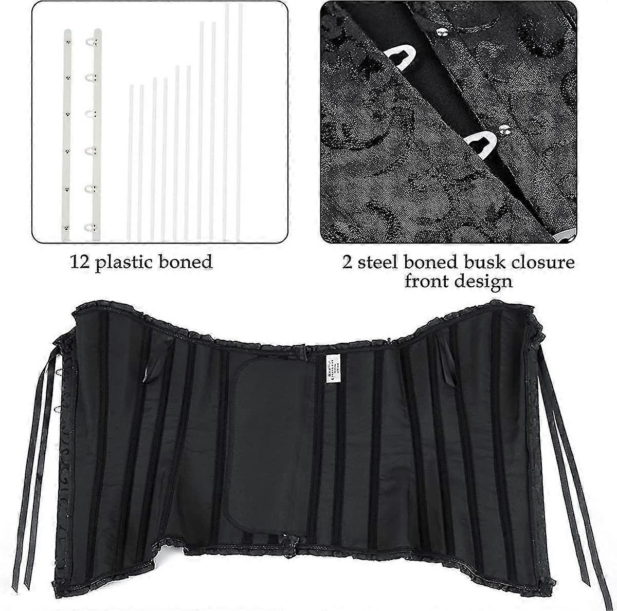 Szivyshi Women's Overbust Sweetheart Lace Up Plastic Bones Corset ...