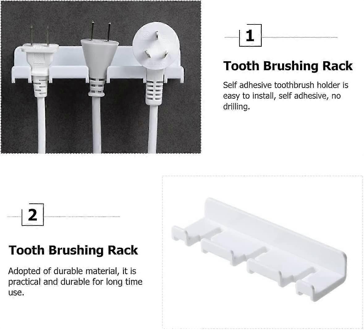 wall mounted adhesive 3-slot toothbrush holder (white) | Fruugo UK