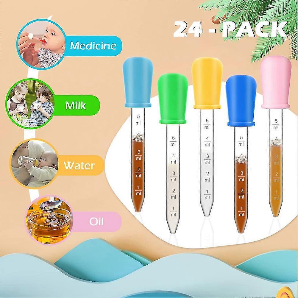 24 Pack Liquid Droppers, 5ml Silicone And Plastic Clear Medicine Eye ...