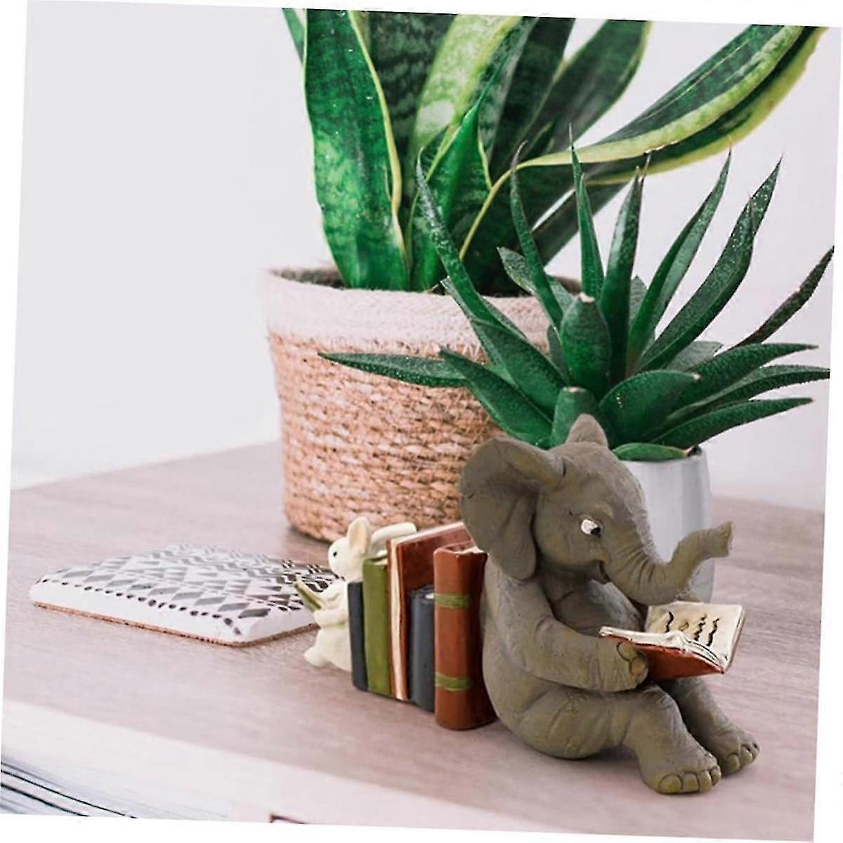 Bookshelf Bookends Home Decor Book Shelves Animal Figurine Elephant ...