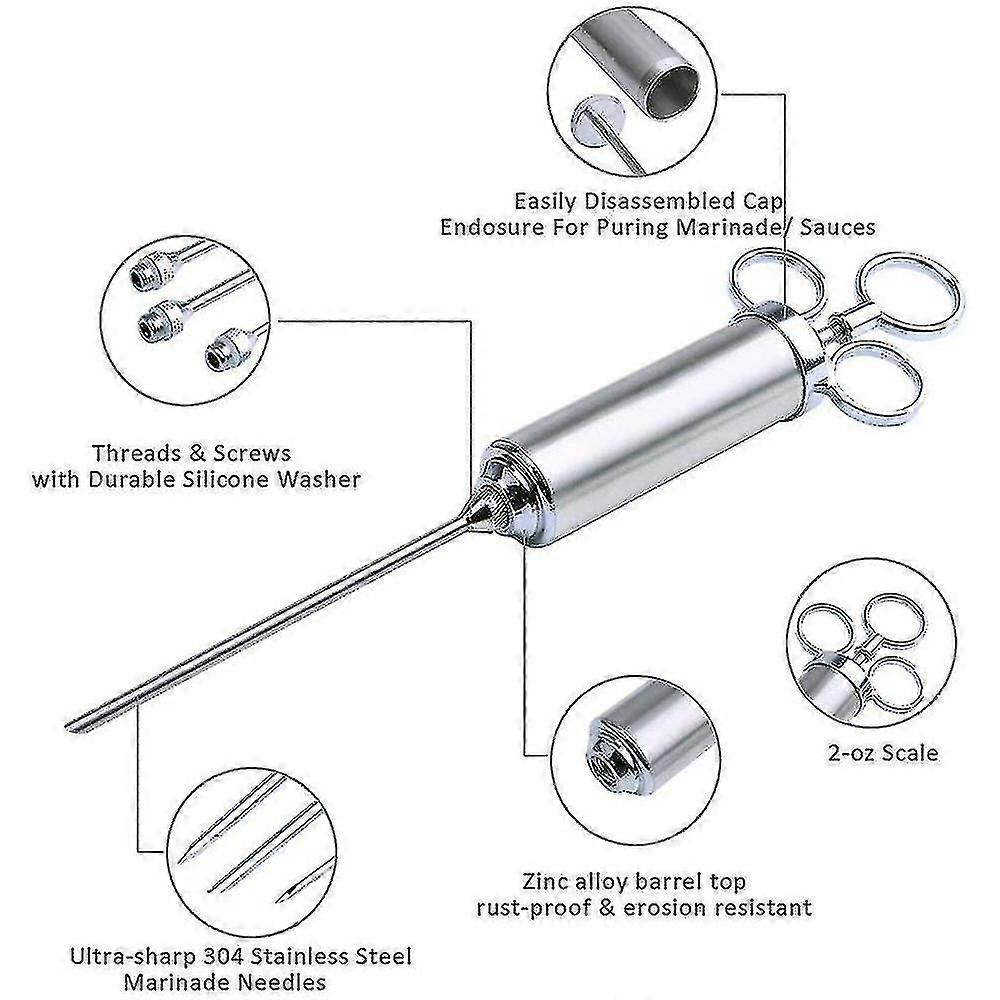 Meat Injector Syringe, Stainless Steel Marinade Flavor Injector Kit ...