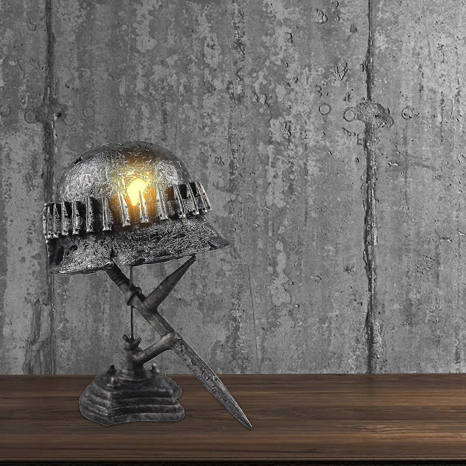 Military War Lamp Table Lamp Statue Made From Wwii Soldier Helmet And ...