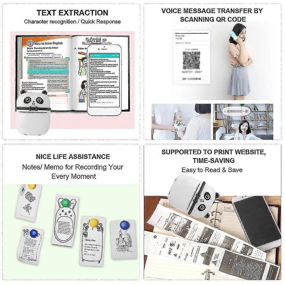 Portable Panda Thermal Printer Photo Label Printer 200dpi | Fruugo UK