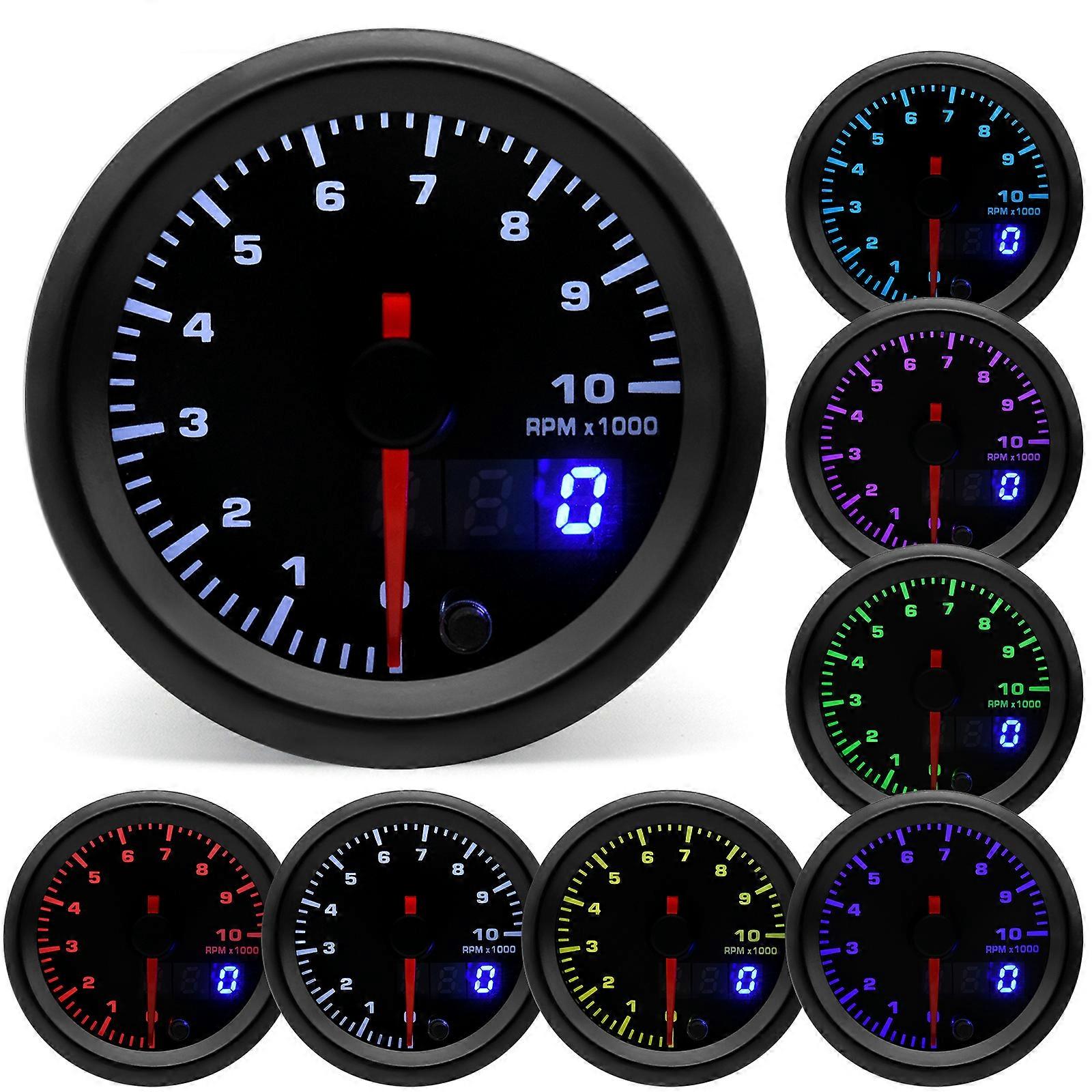 HD 52mm 7 Colors Tachometer High Speed Car Boost Water Temp Oil Temp ...