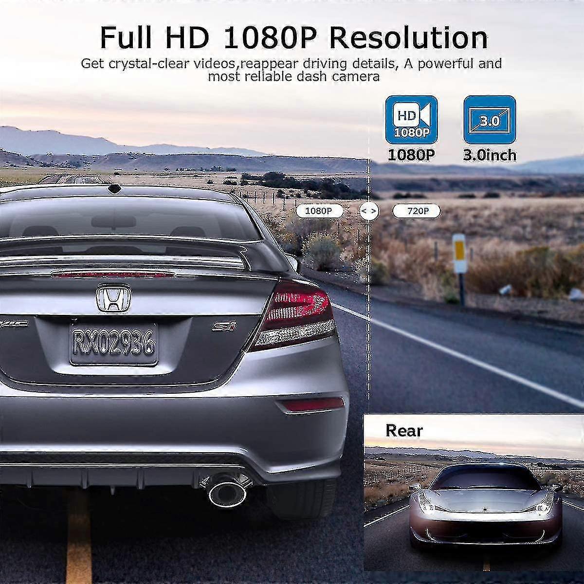 Dash Cam Front And Rear 1080p Full Hd Dual Dash Camera In Car Camera ...