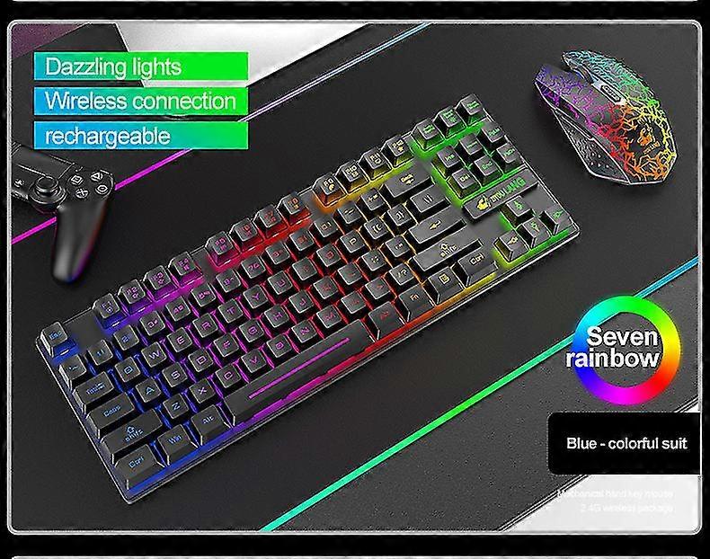 T87 Teclado inalámbrico y juego de ratones Teclado de sentido mecánico ...
