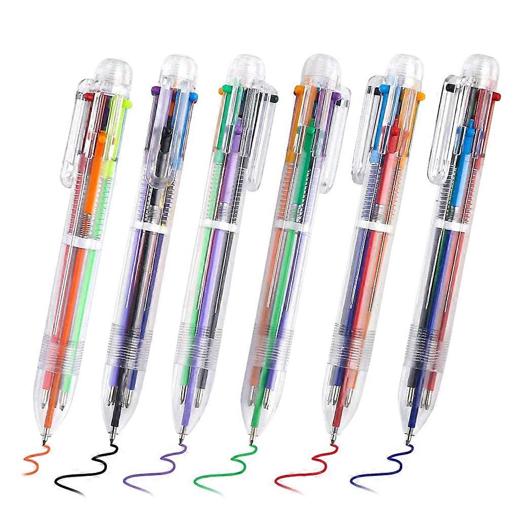 6 Colors Ballpoint Pen Spring Retractable Refillable Multicolor Pens ...