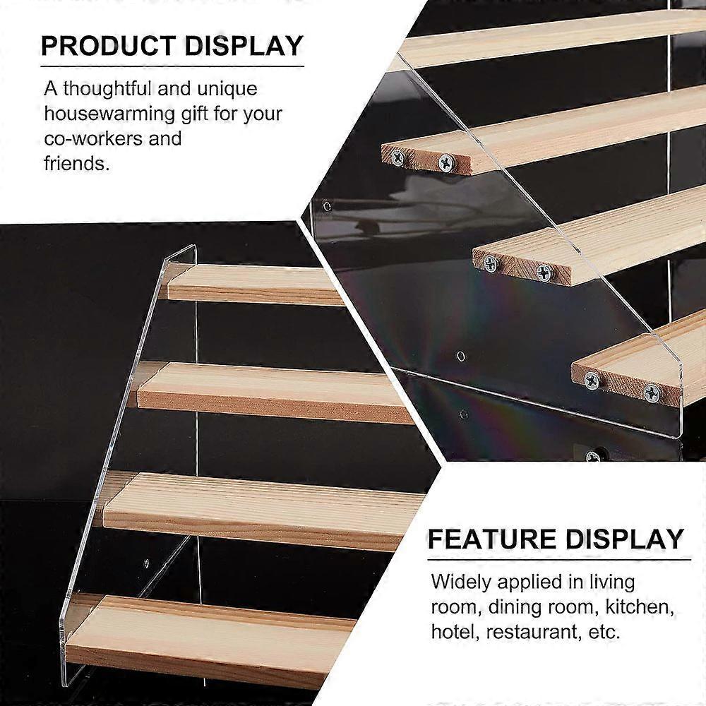 4-Step Acrylic Tiered Display Stand Wood Display Stands Showing Stand Clear Display Shelf ...