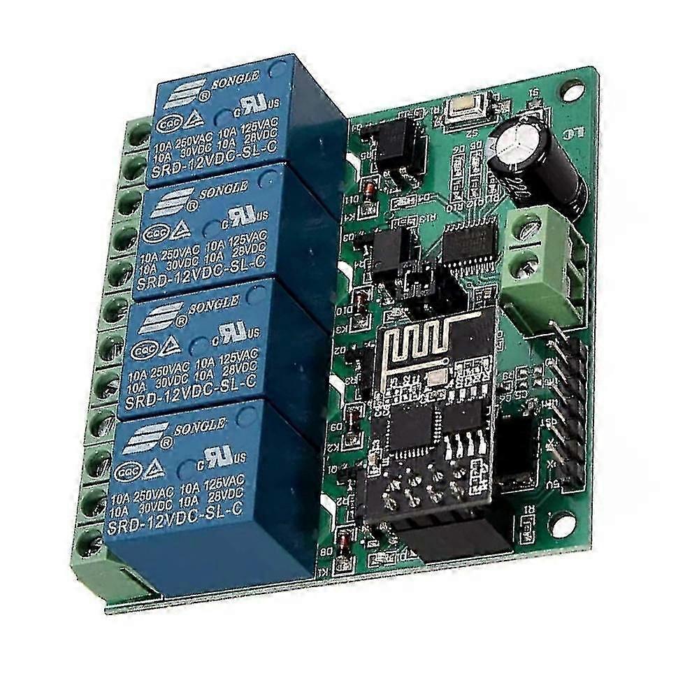 DC 12V ESP8266 4 Channel Relay Board ESP-01 WIFI Module for Smart Home Intelligent Furniture 4 ...