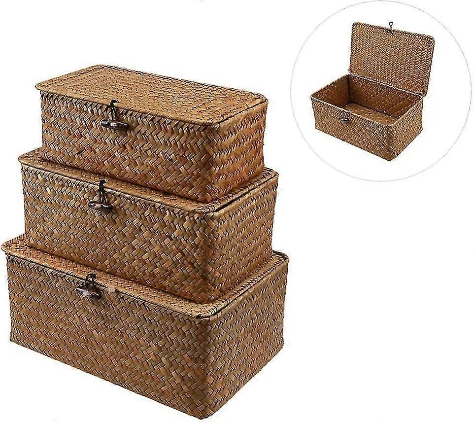 Wier Storage Basket With Lids Seagrass Laundry Baskets,0677 | Fruugo US