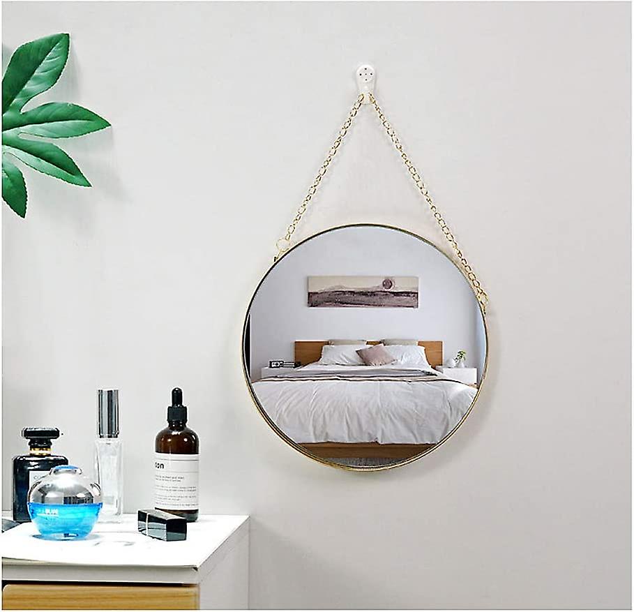 2024 Hanging Mirror, 25 X 25cm Round Bathroom Vanity Mirror Brass Frame With Hanging Chain ...