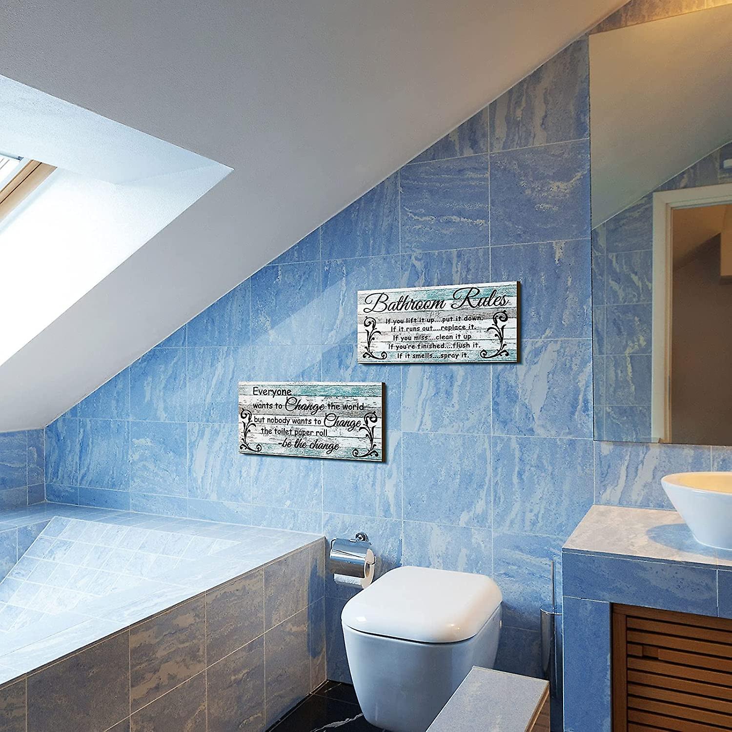 Funny Bathroom Signs Ocean Theme Beach Bathroom Decors Bathroom Rules ...