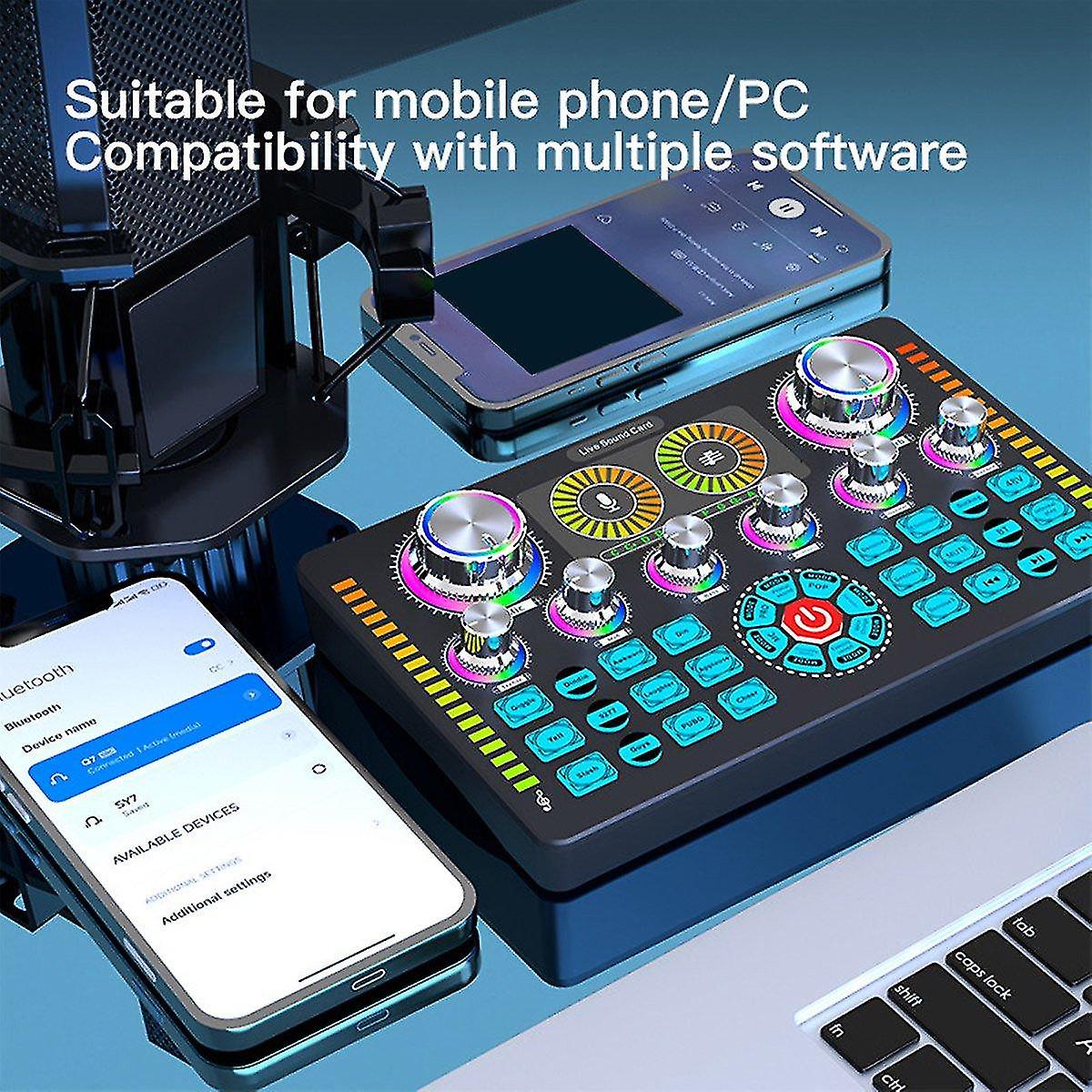 Live Sound Card Studio Record Soundcard Bluetooth Microphone Mixer ...