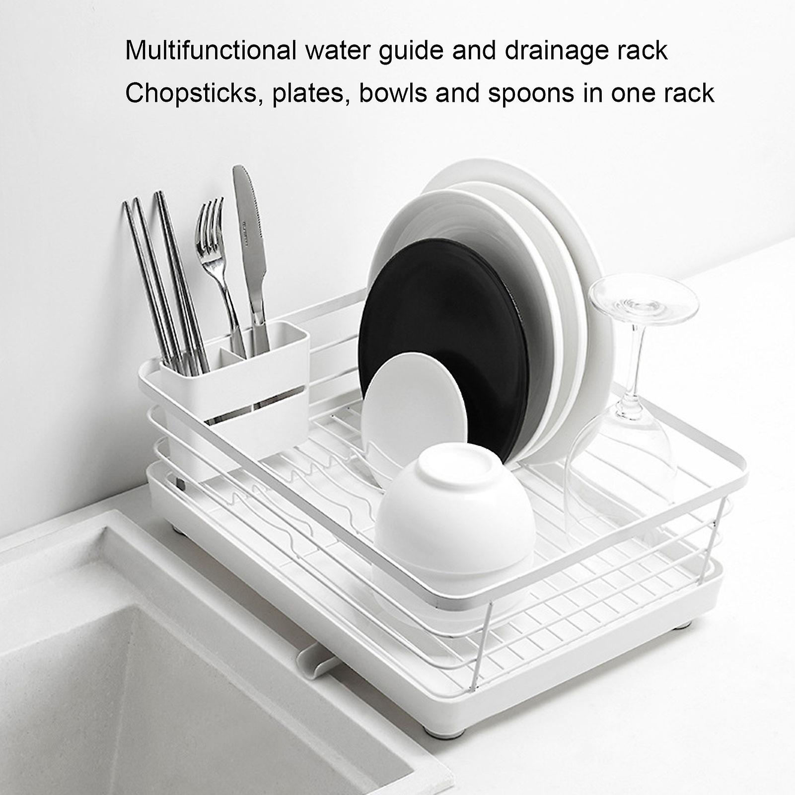 Modern rust-proof dish drain rack with drain pan | Fruugo UK