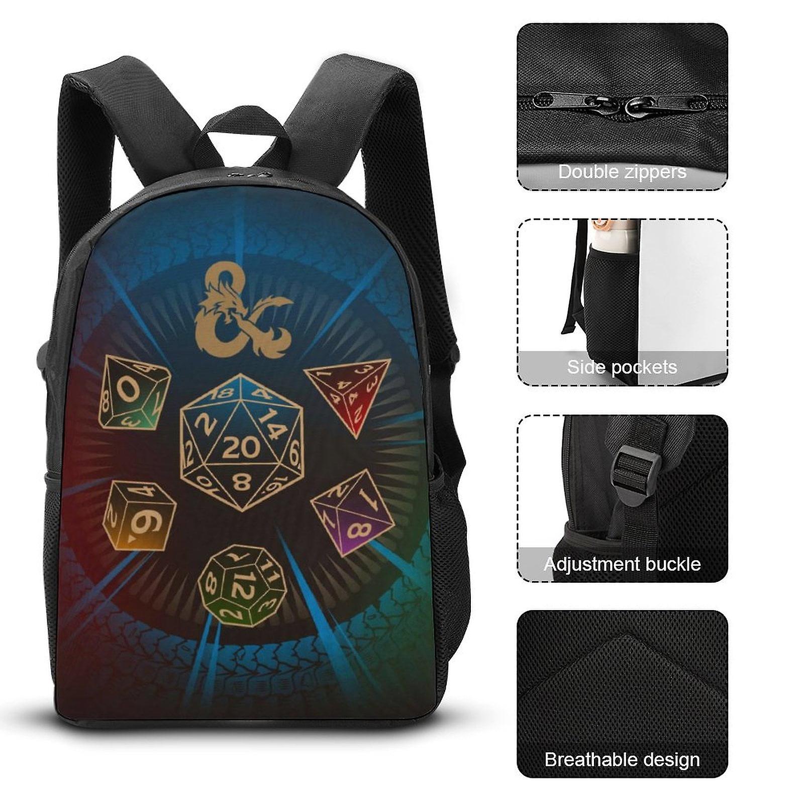 DND Dungeons And Dragons Backpack With Lunch Bag Pencil Bag 3D Printing ...