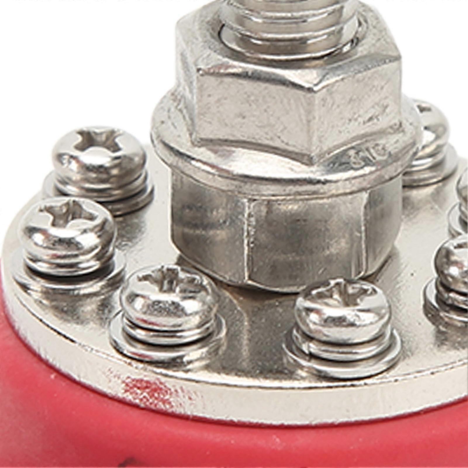3/8in Red M10 Single Stud Power Distribution Terminal 12V 48V Battery Junction Post Bus Bar ...