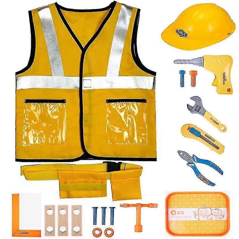 2022 Construction Worker Costume Kit For Kids Role Play Toy Set Career ...