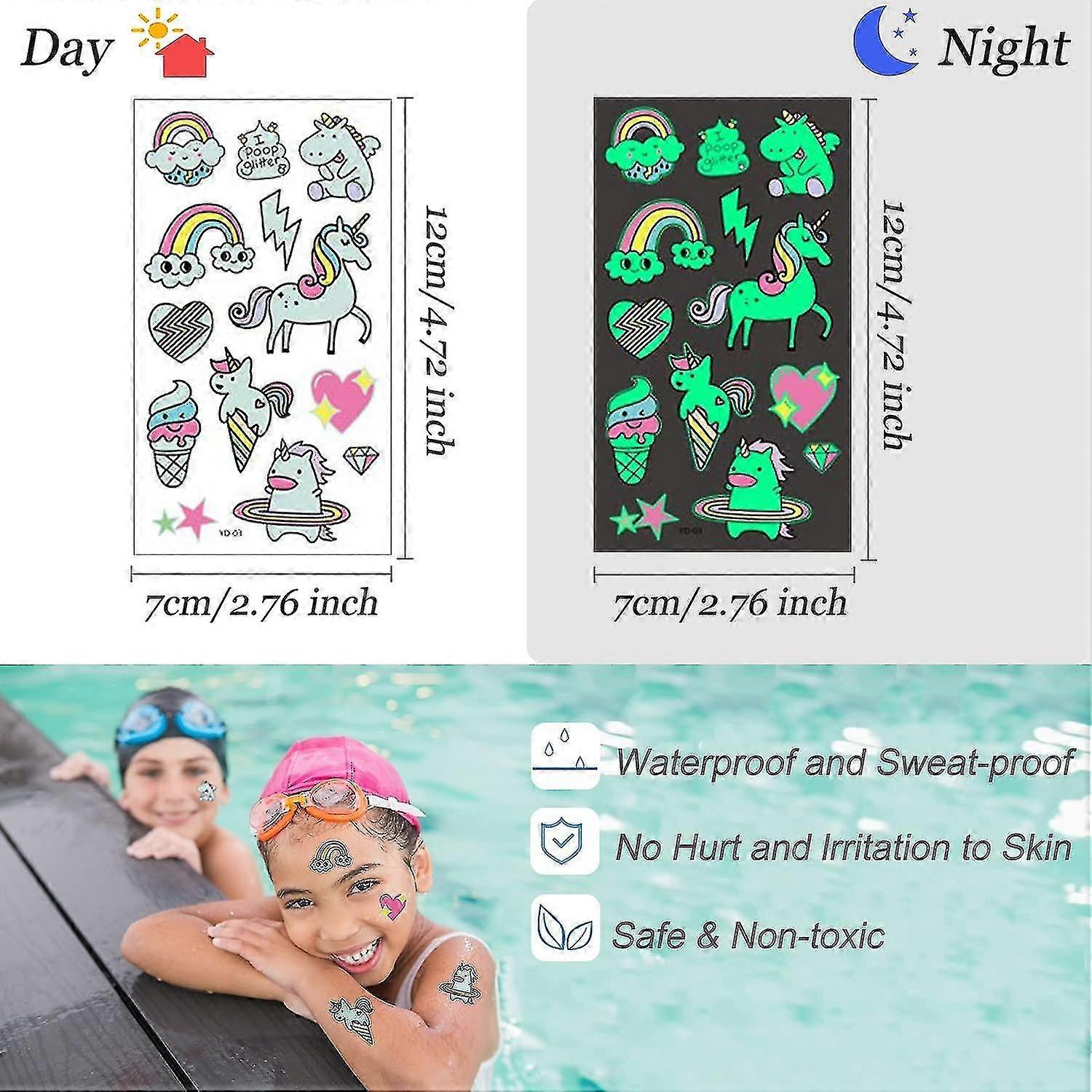 15 Sheets Glow In The Dark Temporary Tattoos, Fluorescent Glow In The ...