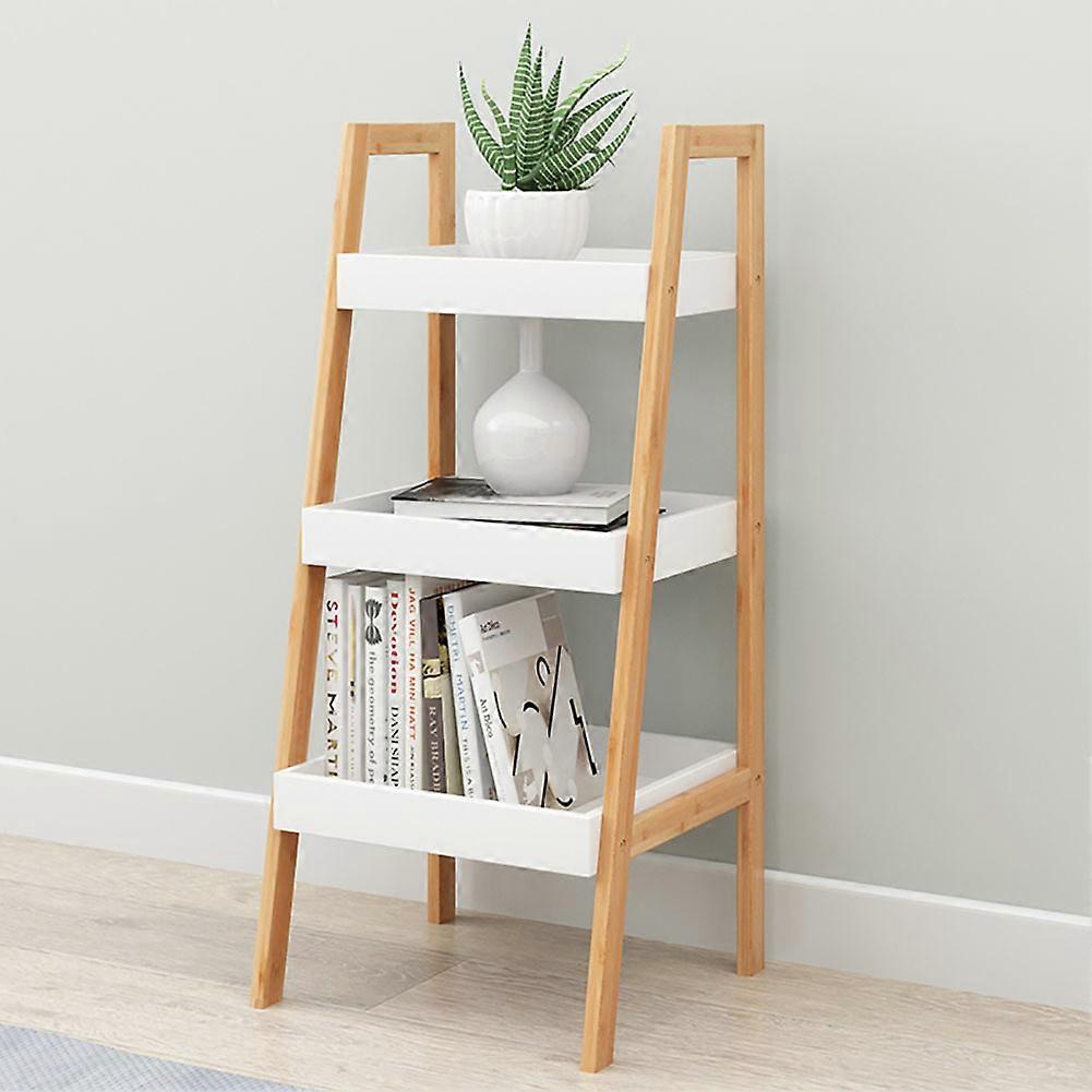3 Tier Wood Ladder Storage Shelf Bookcases Plant Stand , 34.5x30x75cm ...