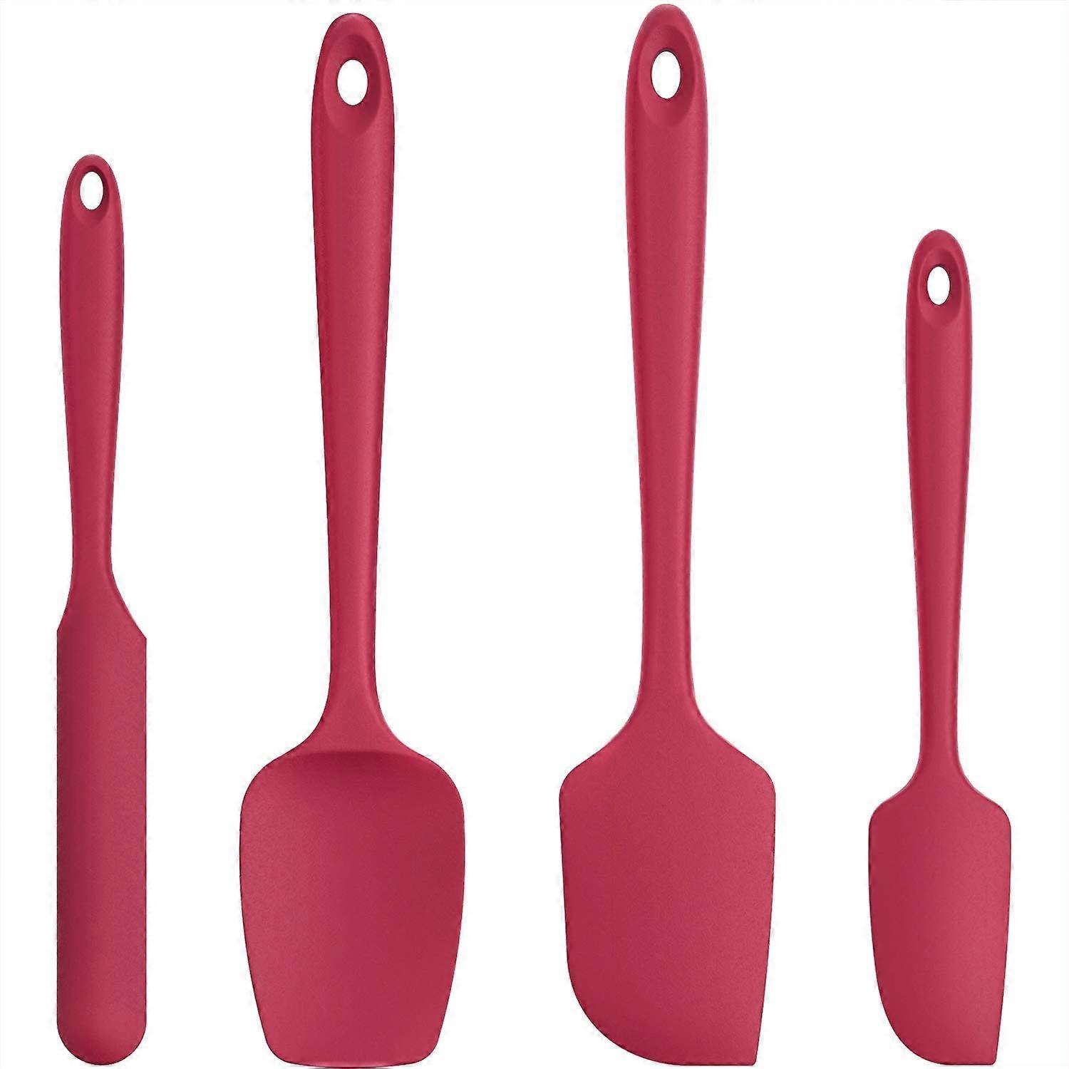 Silicone Spatula Set with 600 Degrees Fahrenheit Heat Resistant (Red ...