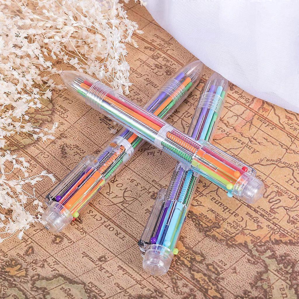6 Colors Ballpoint Pen Spring Retractable Refillable Multicolor Pens ...